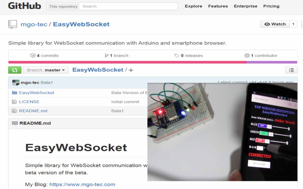WebSocketライブラリ、ベータのベータバージョンを作ってみました | mgo-tec電子工作