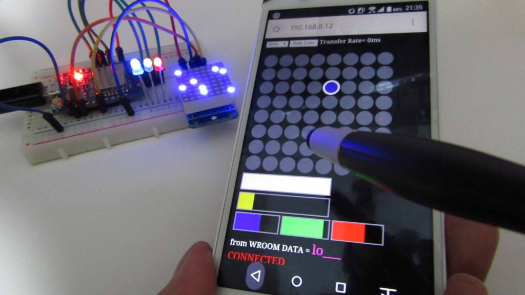 I2C LEDドットマトリックスの WebSocket スマホ ジャイロ コントロールを解説 | mgo-tec電子工作